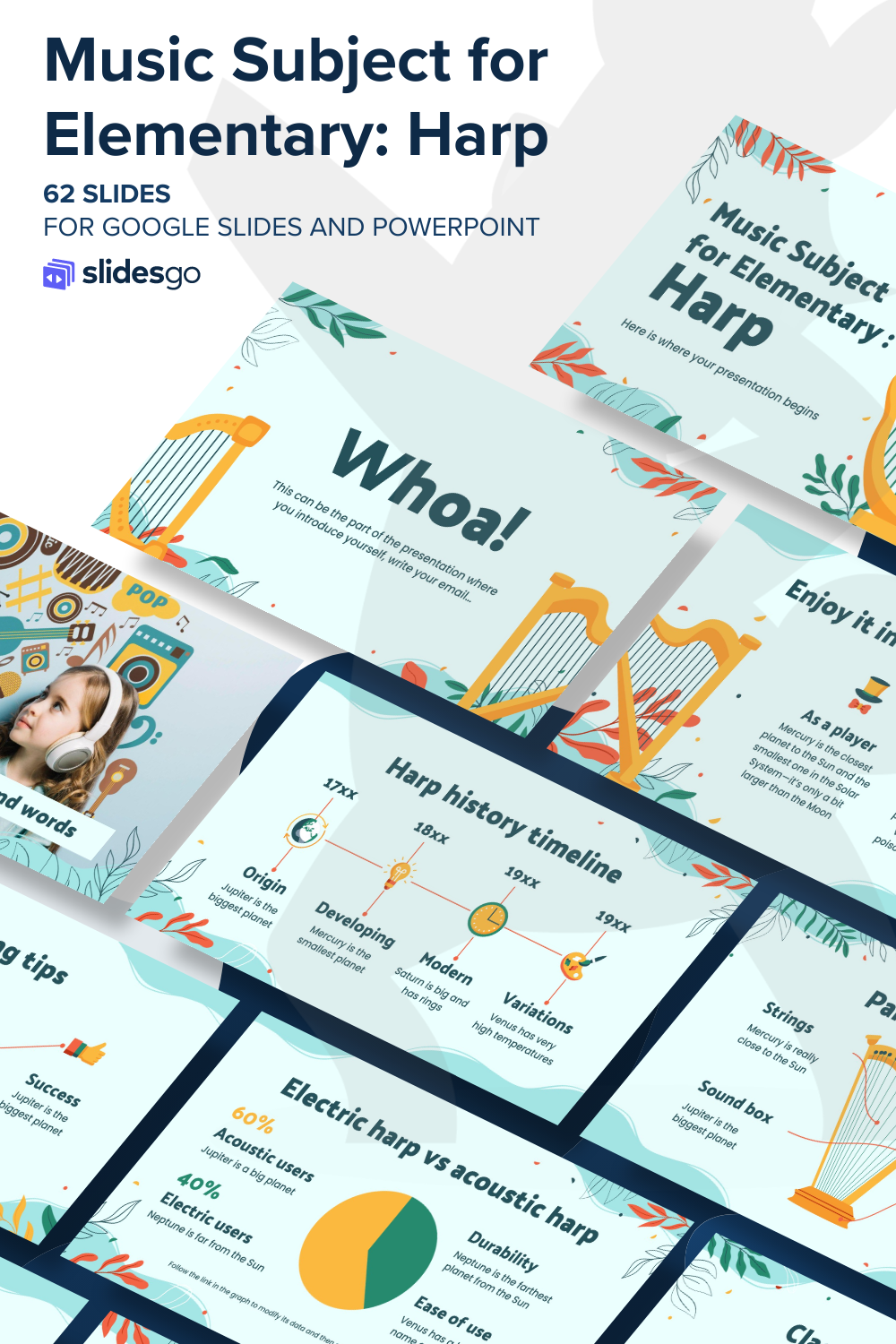 Music Subject for Elementary: Harp | Google Slides & PPT