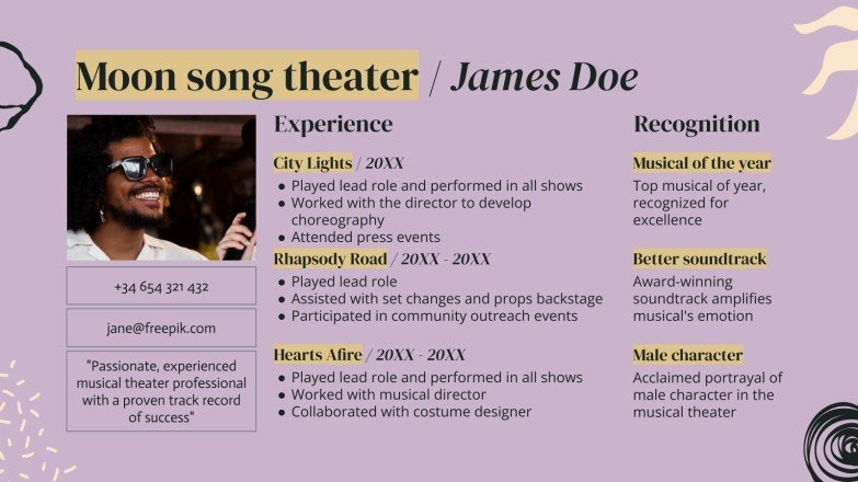 Musical Theater Portfolio | Google Slides & PowerPoint