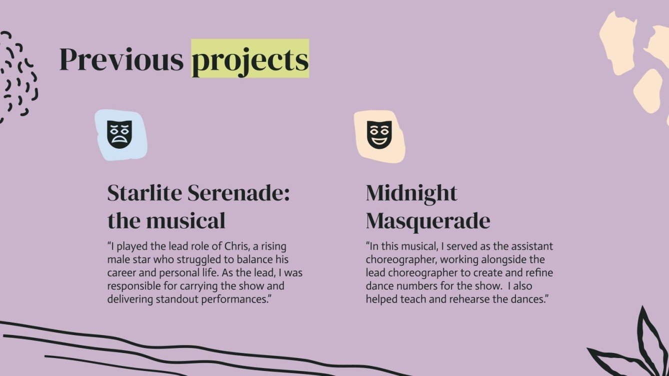 Musical Theater Portfolio | Google Slides & PowerPoint