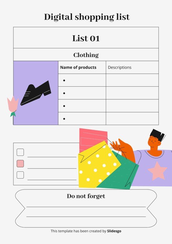 Listas de la compra digitales y bonitas | Google Slides