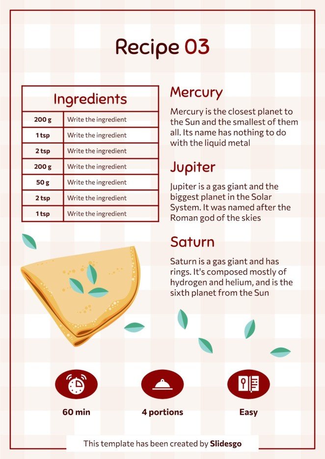 Crepe Recipes Cookbook | Google Slides & PowerPoint