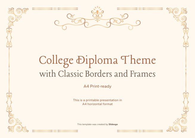 College Diploma Theme with Classic Borders and Frames