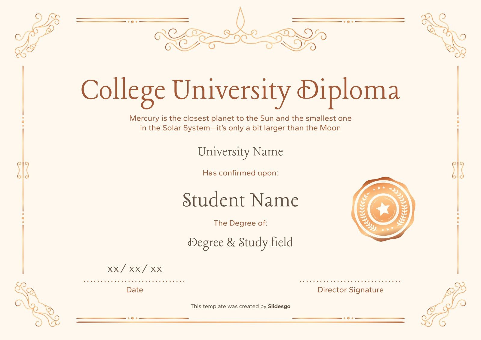 College Diploma Theme with Classic Borders and Frames