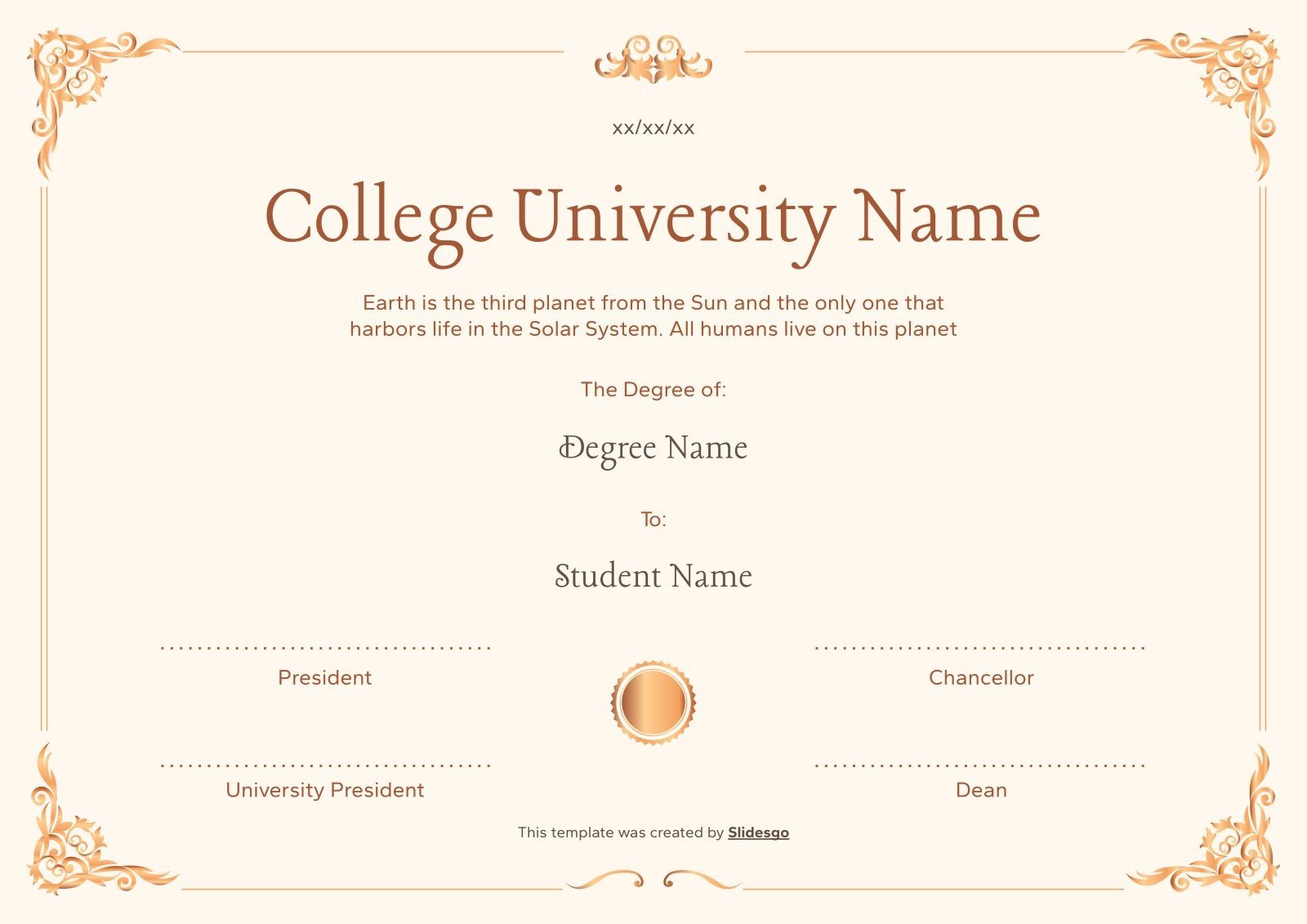 College Diploma Theme with Classic Borders and Frames