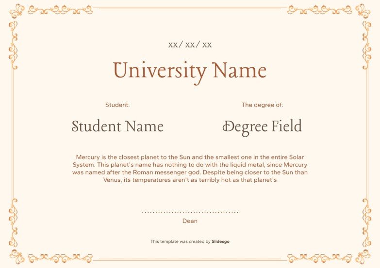 College Diploma Theme with Classic Borders and Frames