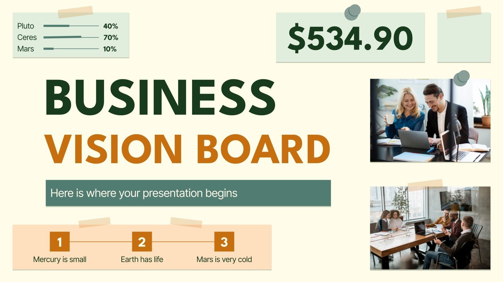 Modelos de vision board grátis para o Google Slides e PPT