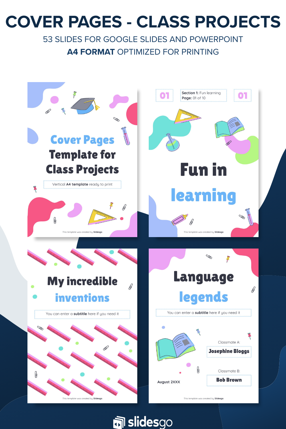 Cover Pages Template for Class Projects | Google Slides