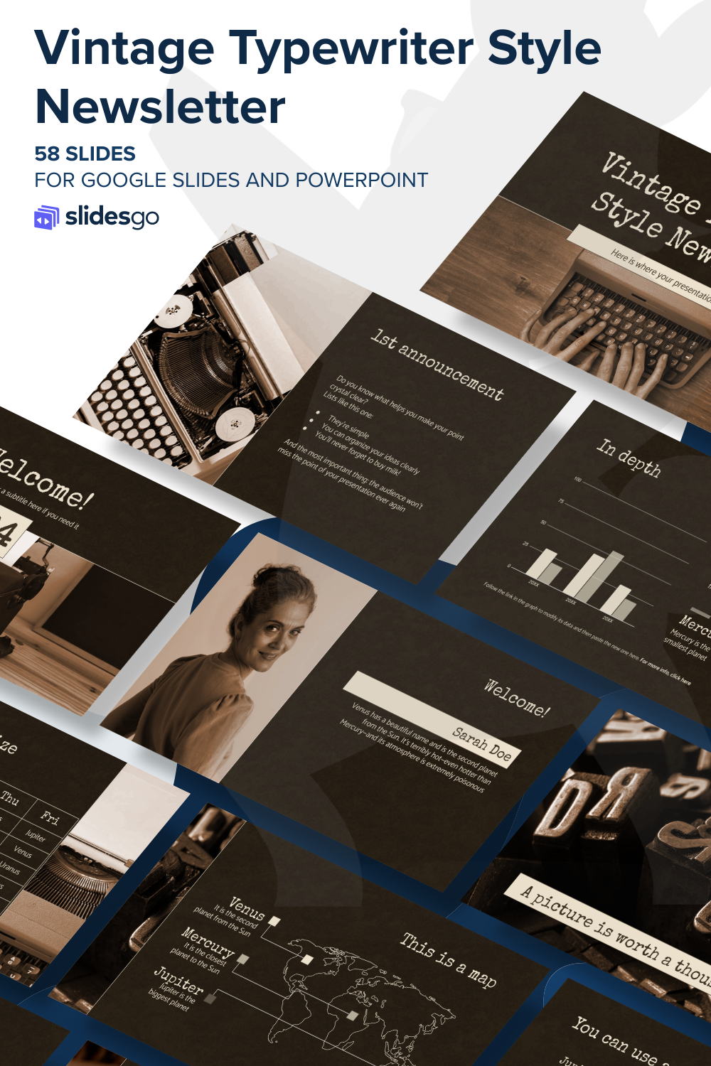 Vintage Typewriter Style Newsletter | Google Slides & PPT