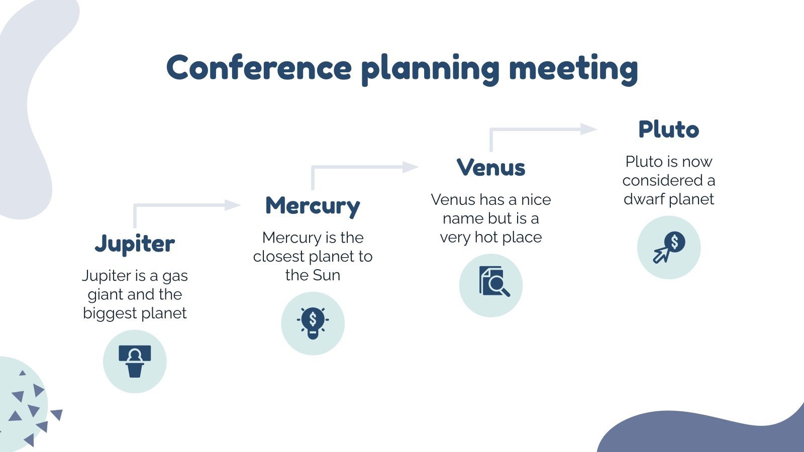 Infográficos para reunião de planejamento de conferência