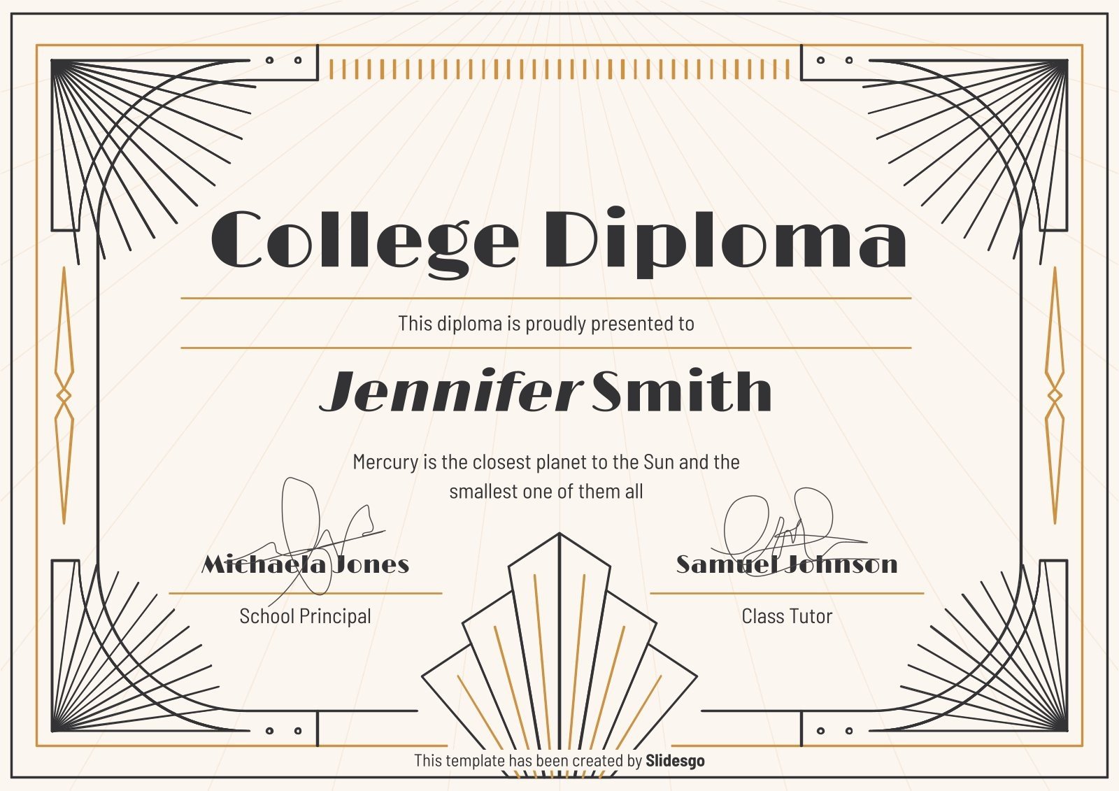 College Diploma Theme with Art Deco Borders and Frames