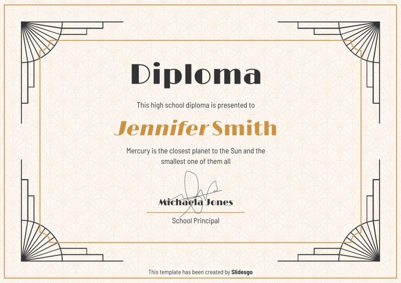 College Diploma Theme with Art Deco Borders and Frames
