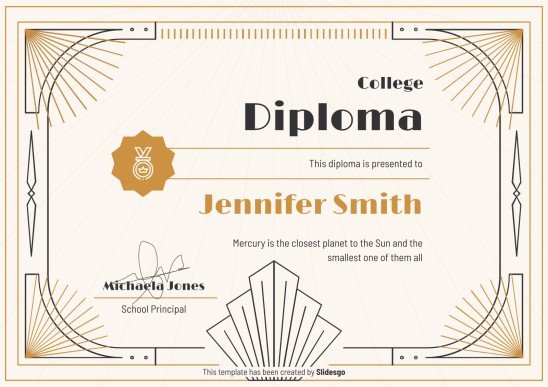 College Diploma Theme with Art Deco Borders and Frames