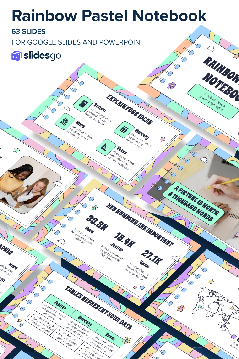Rainbow Pastel Notebook | Google Slides & PowerPoint
