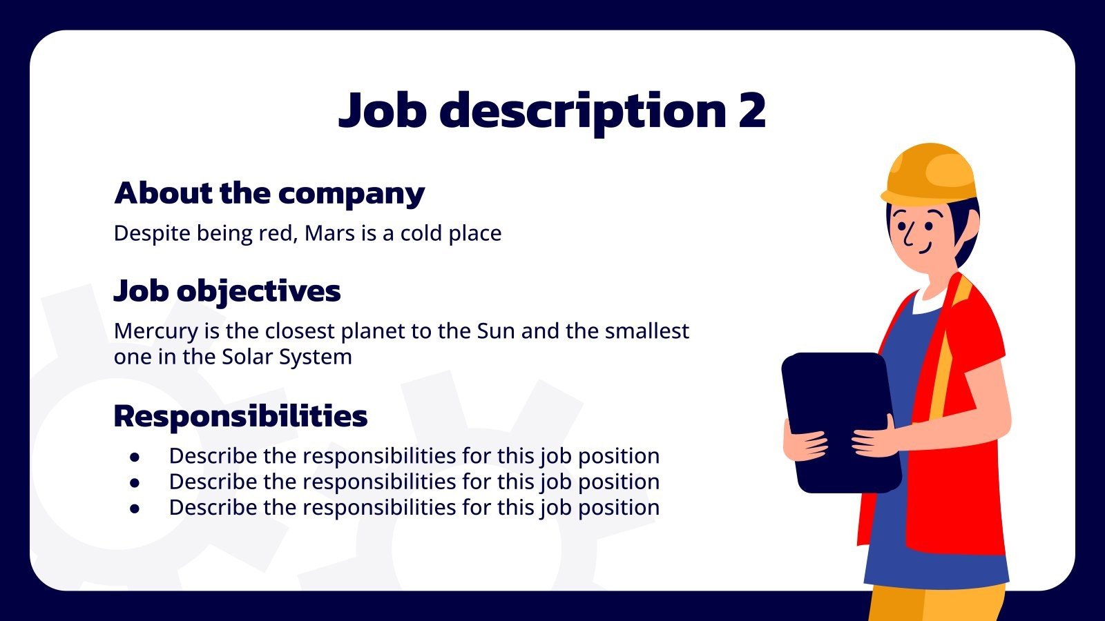 Quality Control Engineer Job Description | Google Slides