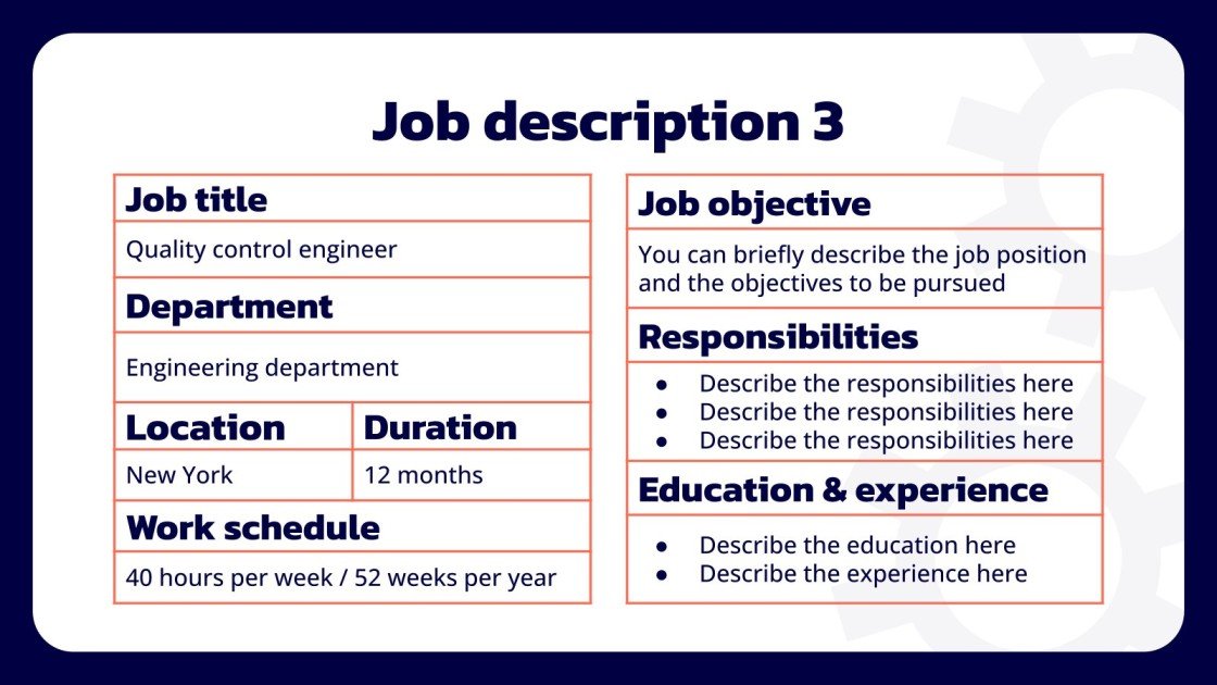 Quality Control Engineer Job Description | Google Slides