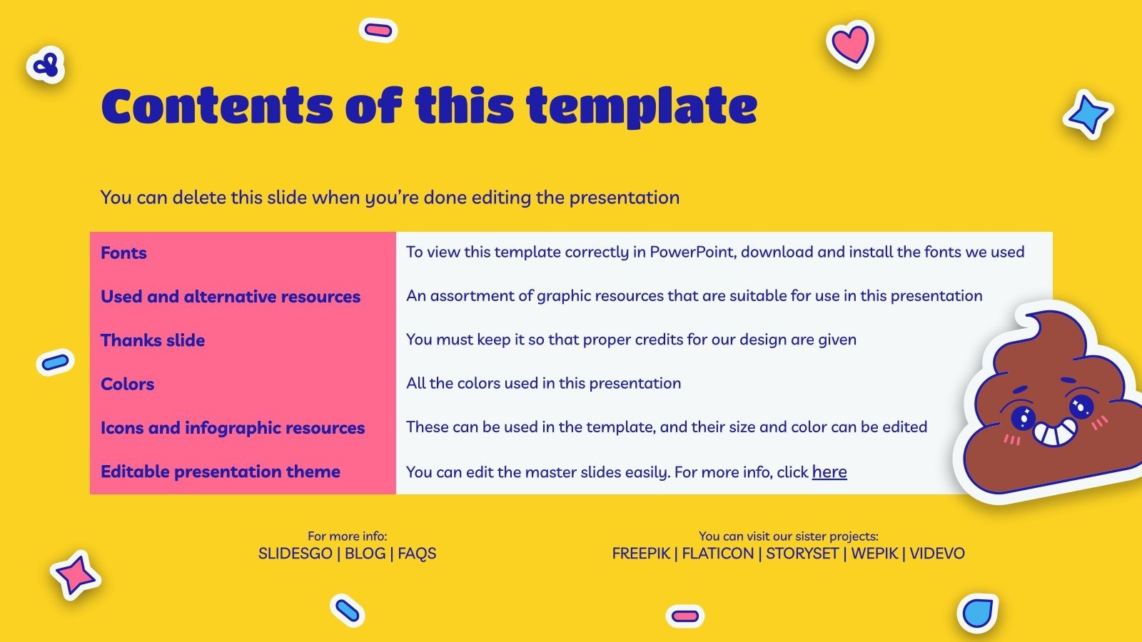 똥 이모티콘 미니테마 | Google Slides and PowerPoint template
