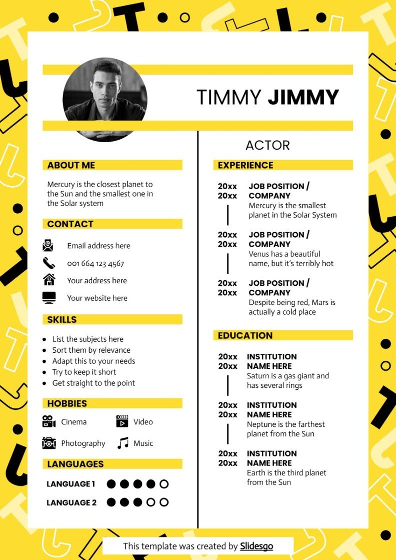 Actor CV | Google Slides & PowerPoint