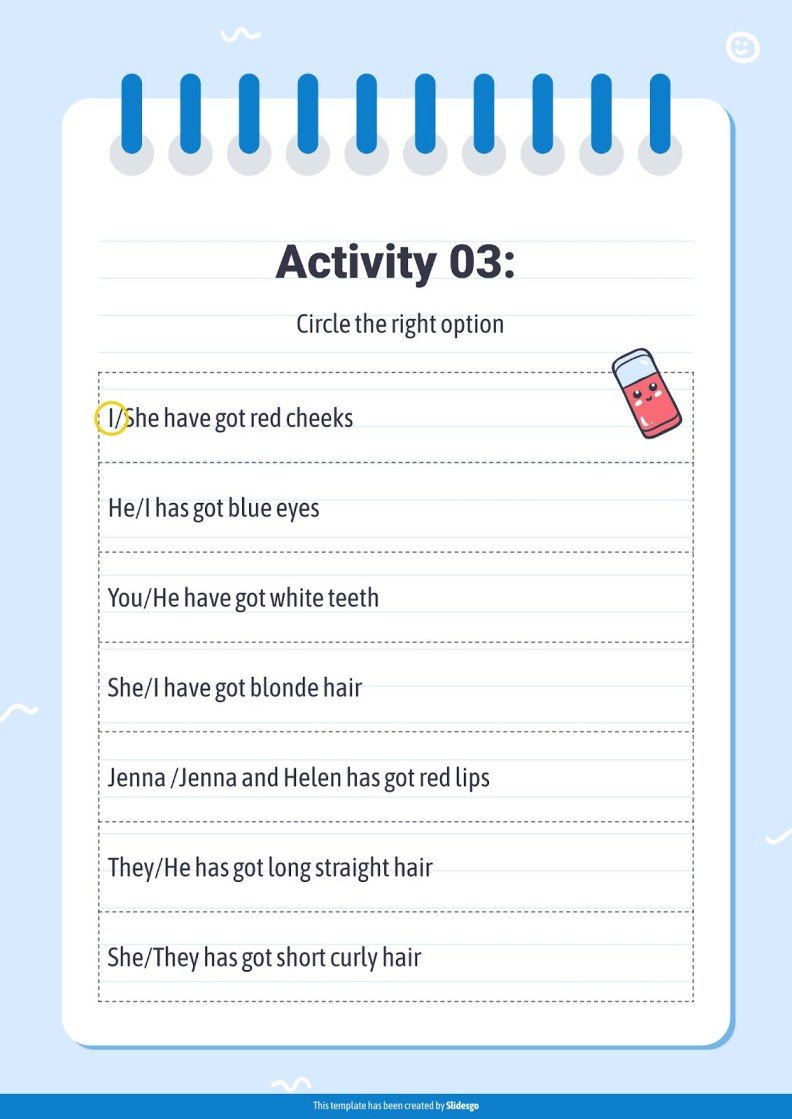 Cuaderno de ejercicios en inglés | Google Slides y PPT