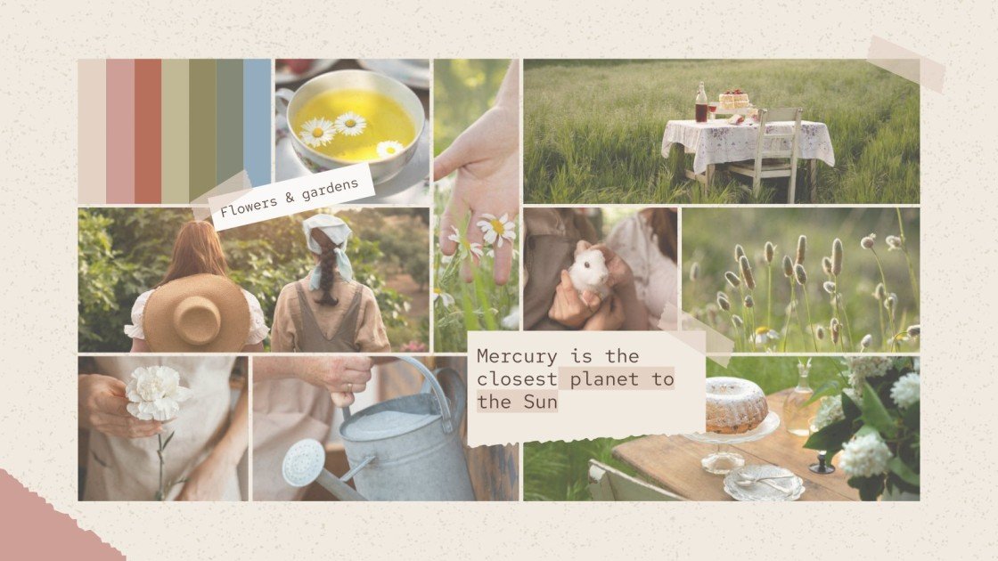 Mood board estética cottagecore | Google Slides y PPT