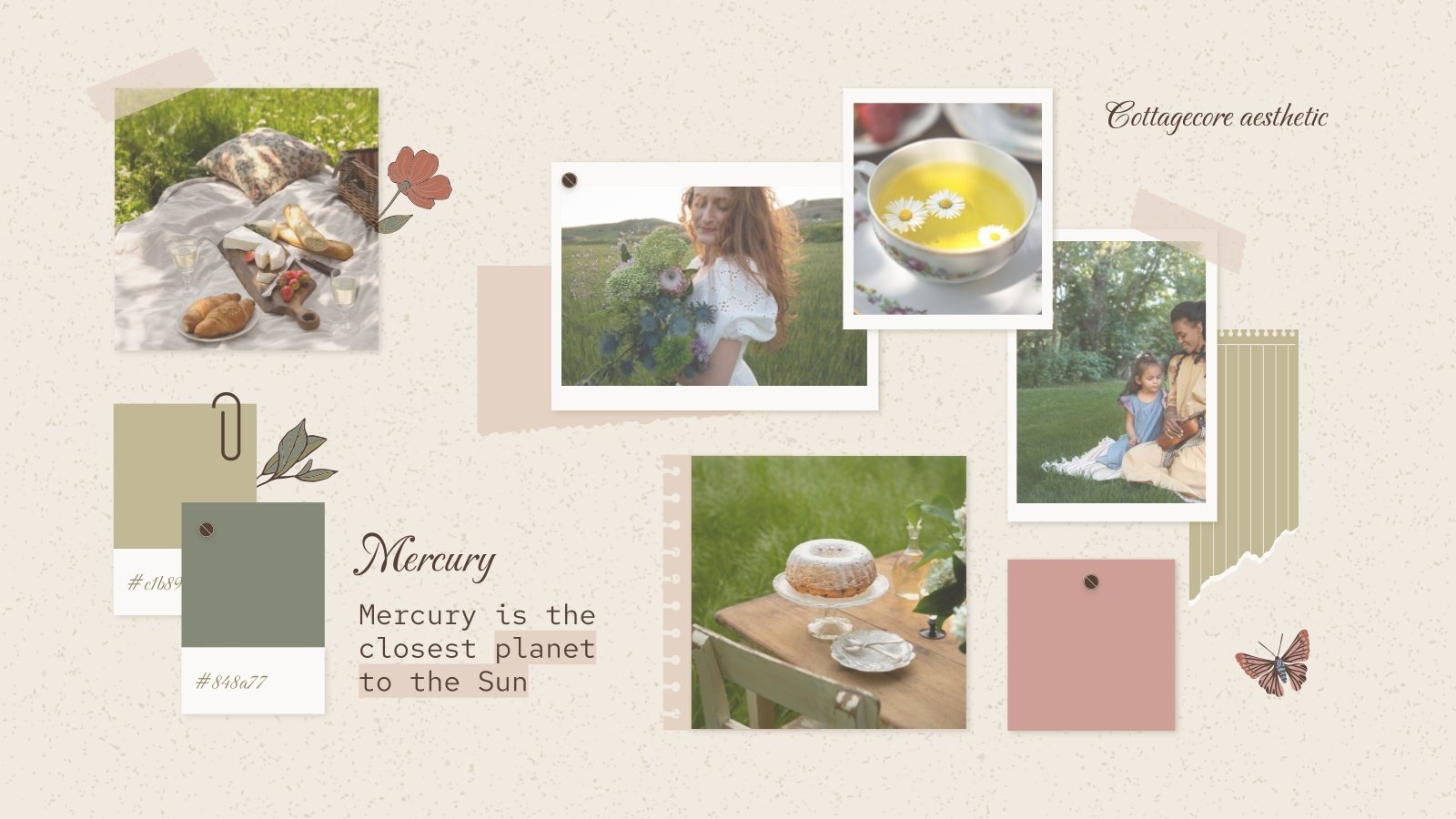 Mood board esthétique cottagecore | Google Slides et PPT