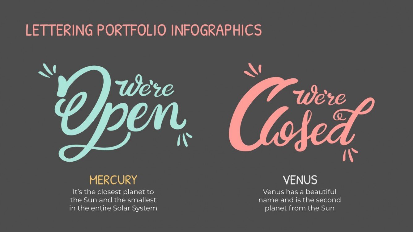 Lettering Portfolio Infographics | Google Slides & PPT theme