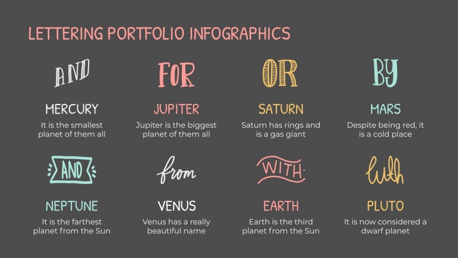 Infografías portafolio de lettering | Google Slides y PPT