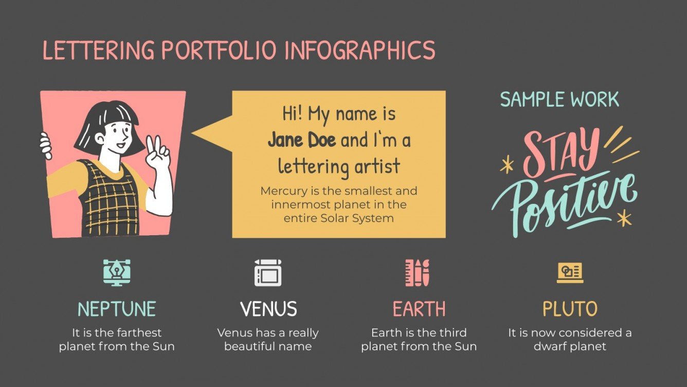 Infografías portafolio de lettering | Google Slides y PPT