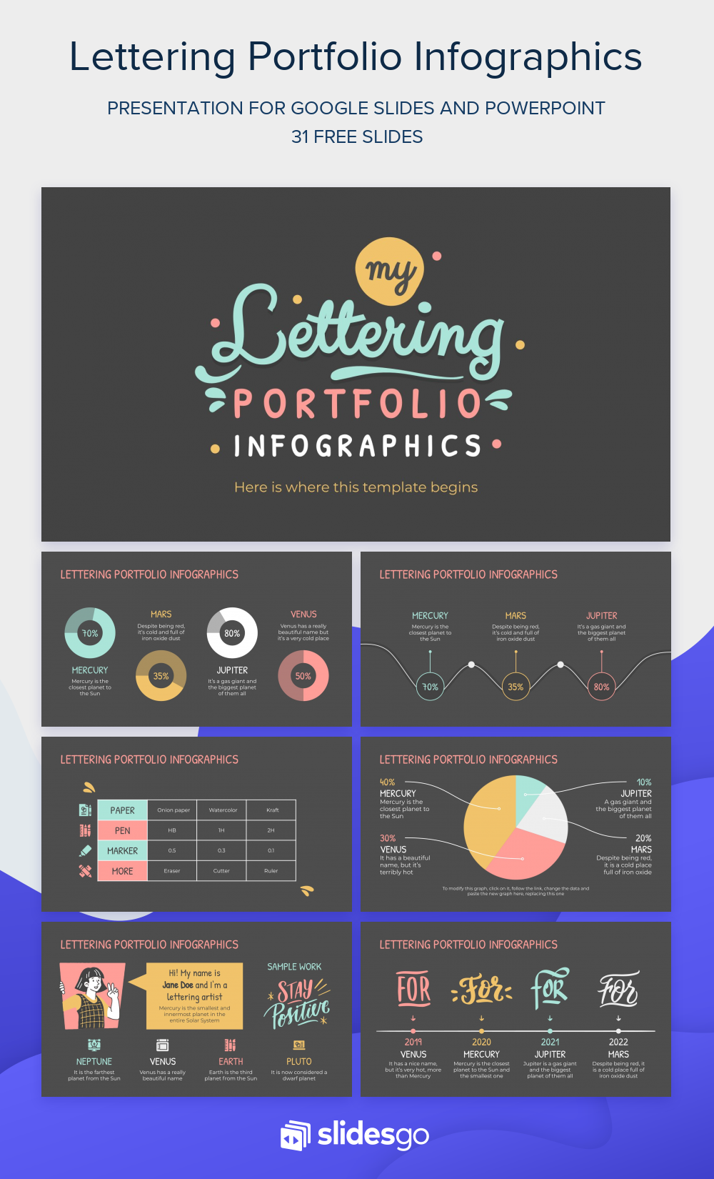 Lettering Portfolio Infographics | Google Slides & PPT theme