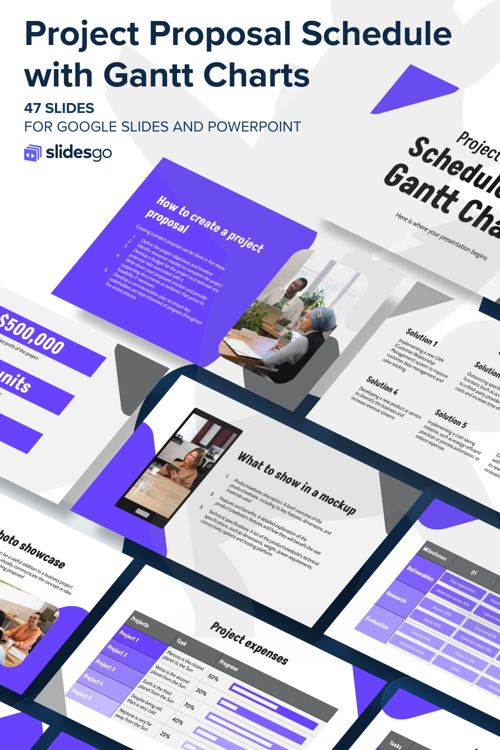 Project Proposal Schedule with Gantt Charts | Google Slides