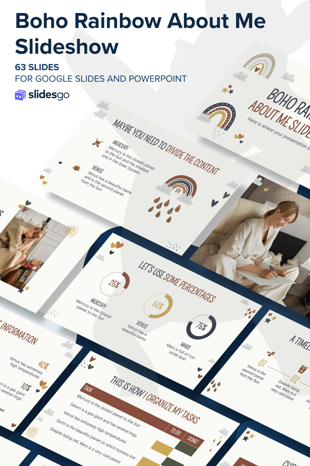 Boho Rainbow About Me Slideshow | Google Slides & PPT
