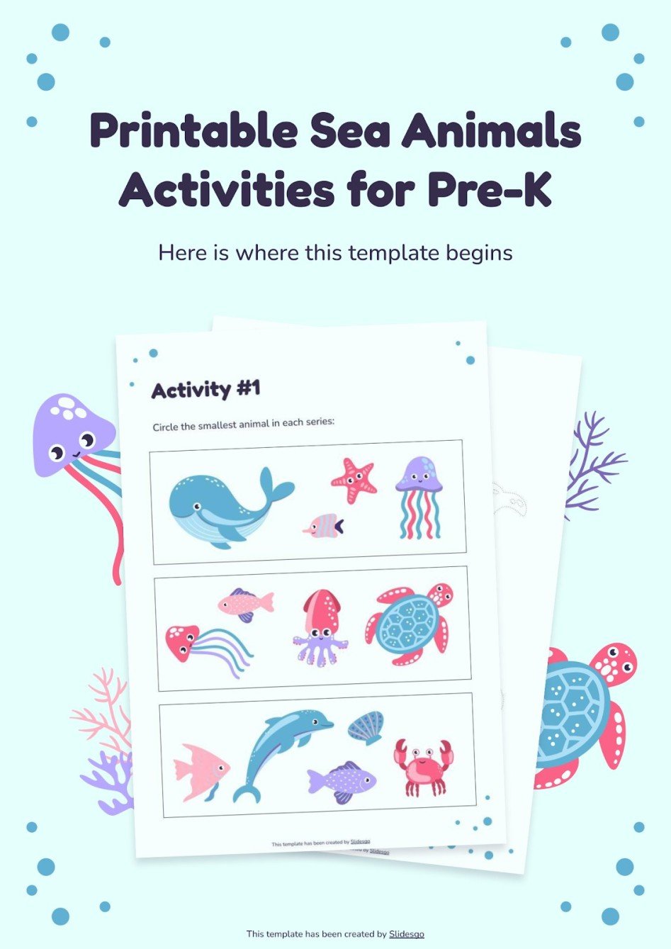 Printable Sea Animals Activities for Pre-K | Google Slides