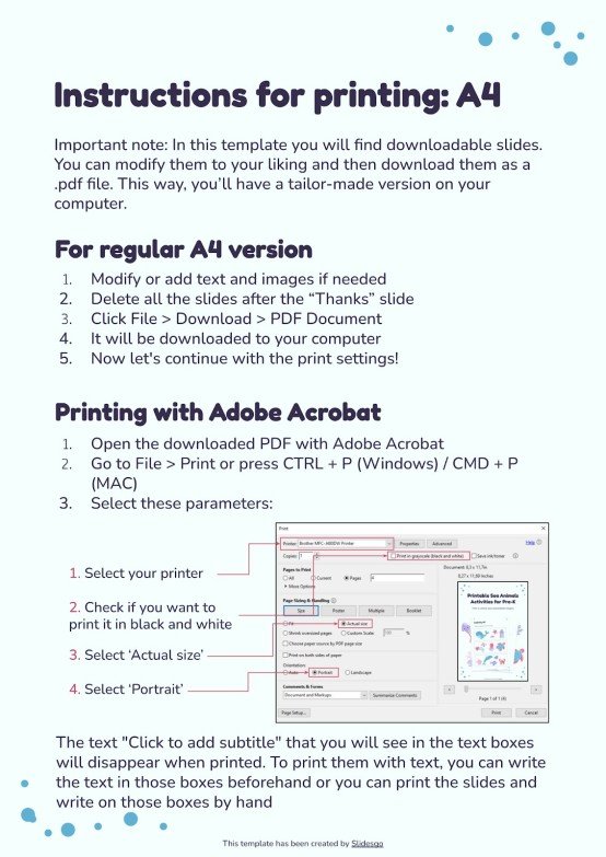 Printable Sea Animals Activities for Pre-K | Google Slides