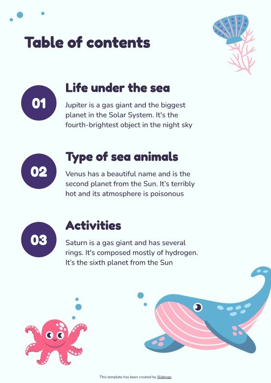 Printable Sea Animals Activities for Pre-K | Google Slides