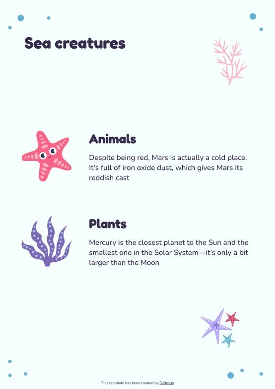 Printable Sea Animals Activities for Pre-K | Google Slides