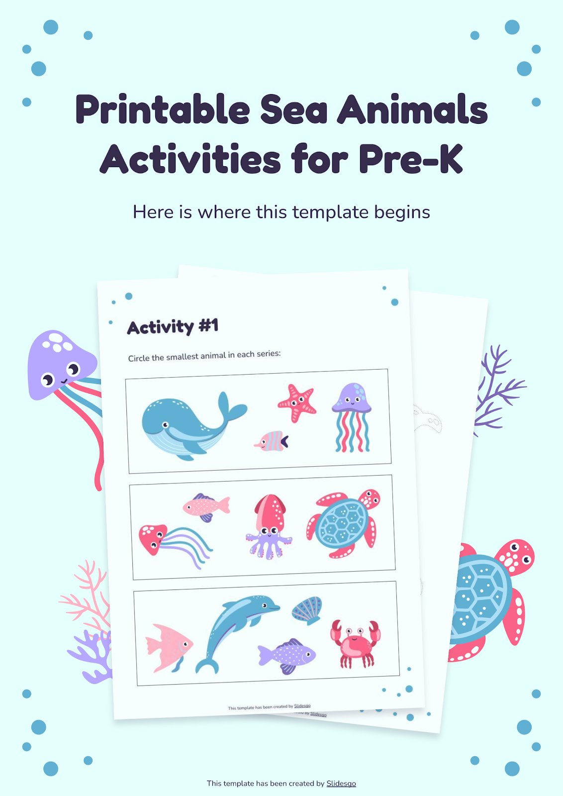 Printable Sea Animals Activities for Pre-K | Google Slides