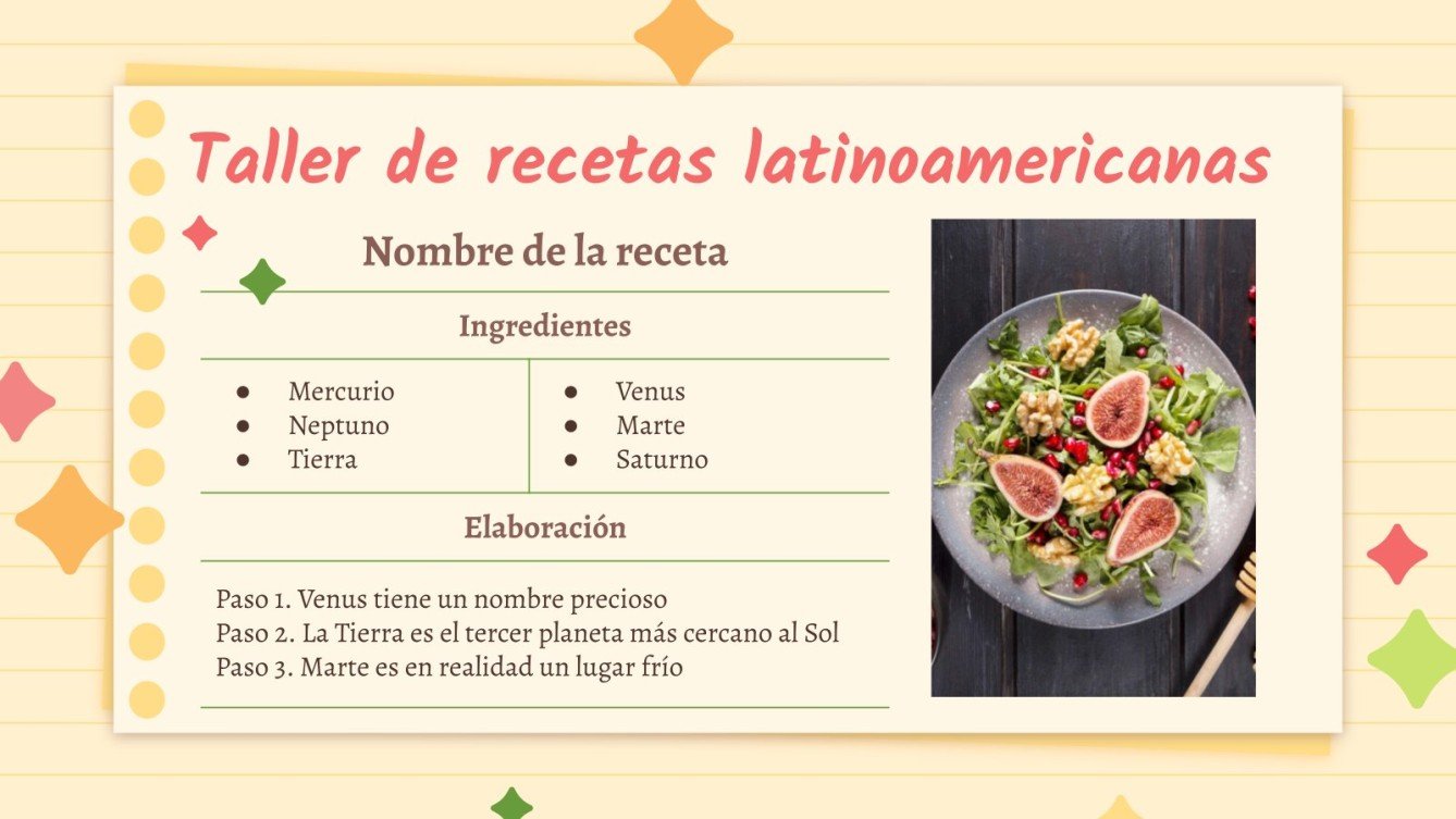 Taller de recetas latinoamericanas estilo kawaii infografías