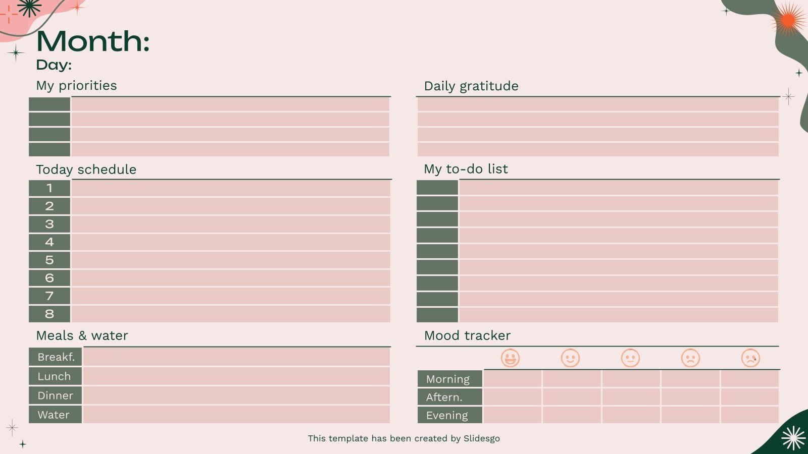 Abstract Organic Shapes Personal Organizer | Google Slides