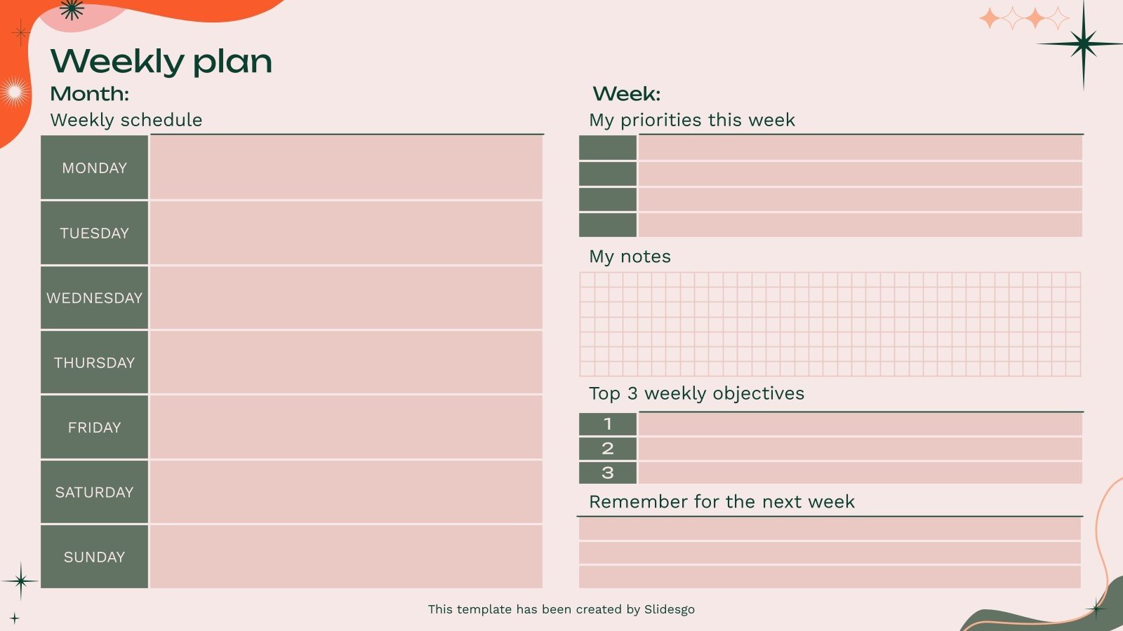 Abstract Organic Shapes Personal Organizer | Google Slides