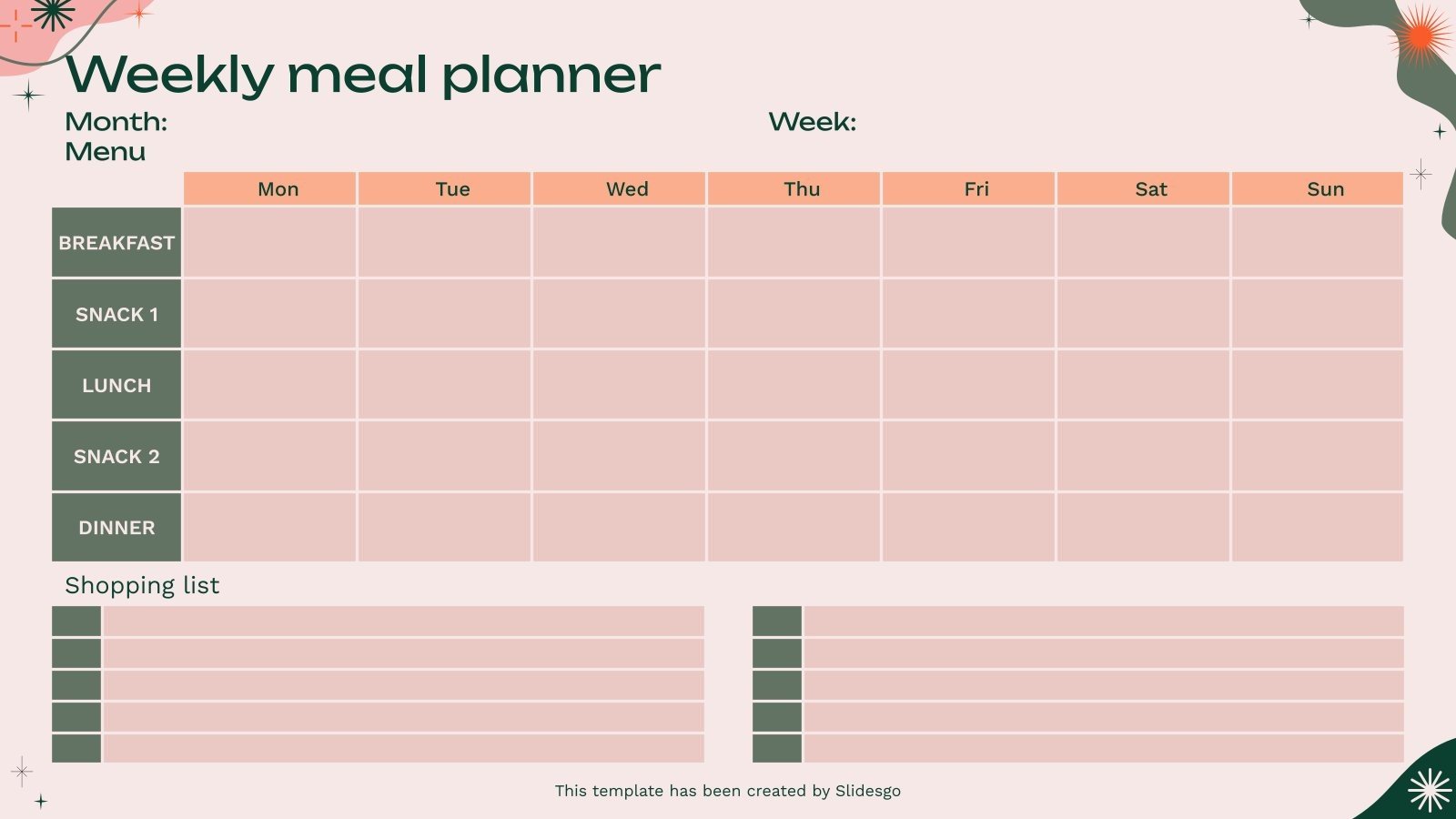 Abstract Organic Shapes Personal Organizer | Google Slides