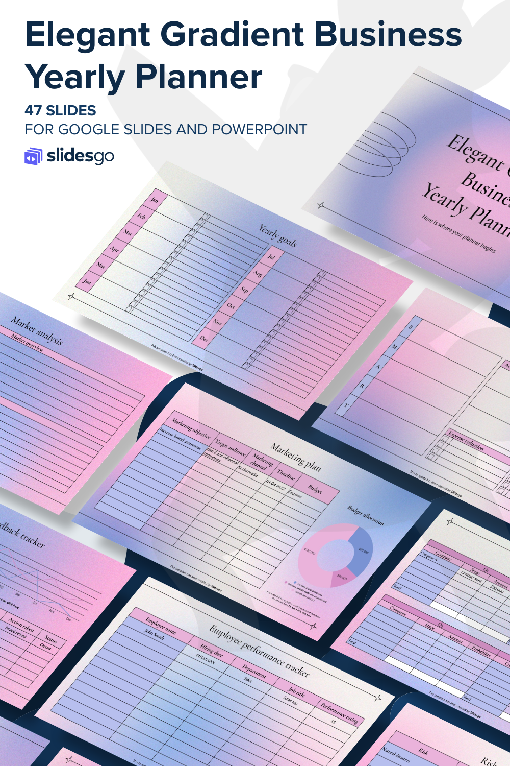Elegant Gradient Business Yearly Planner | Google Slides