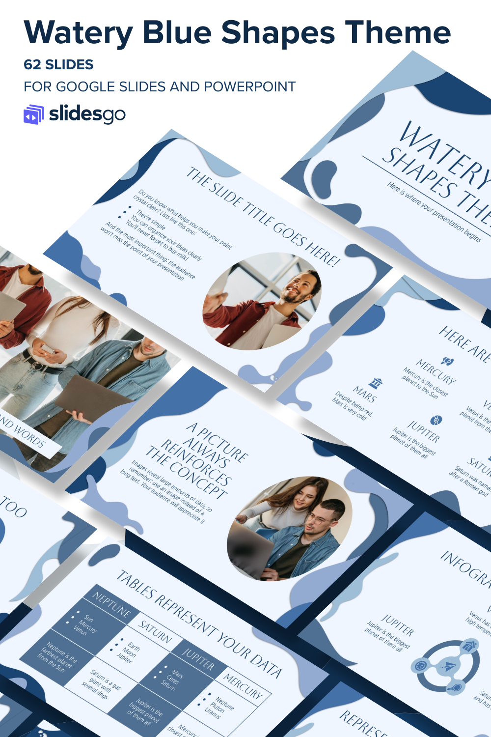 Watery Blue Shapes Theme | Google Slides & PowerPoint