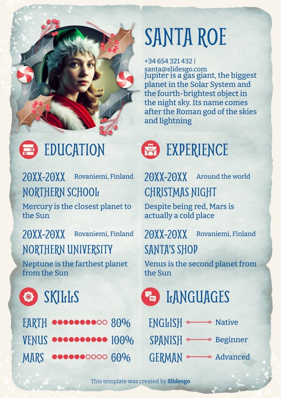 Christmas Temp Job CV | Google Slides & PowerPoint