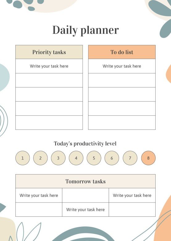Pastel Daily Planner Printable Sheets | Google Slides & PPT