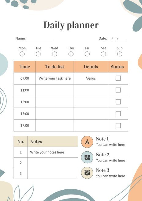 Pastel Daily Planner Printable Sheets | Google Slides & PPT