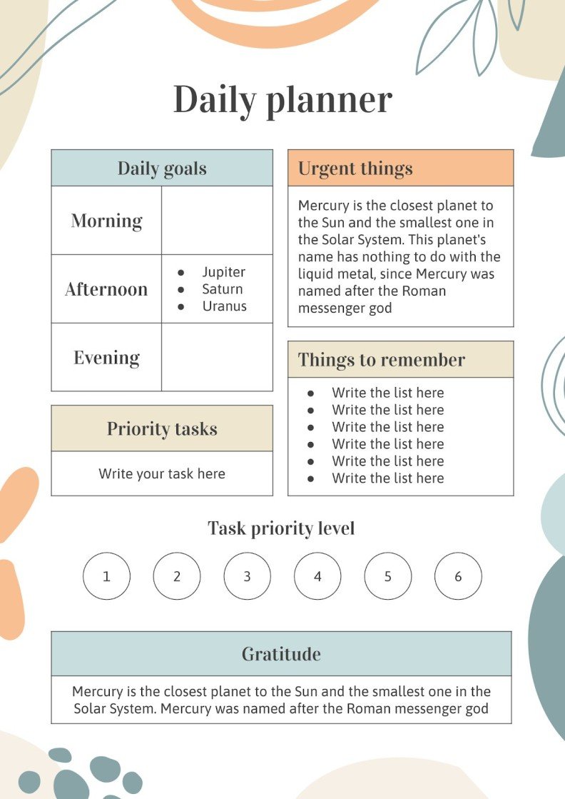 Pastel Daily Planner Printable Sheets | Google Slides & PPT