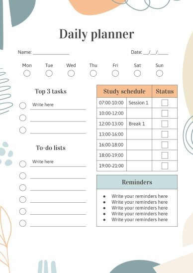 Pastel Daily Planner Printable Sheets | Google Slides & PPT