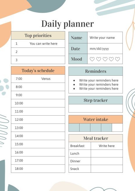 Pastel Daily Planner Printable Sheets | Google Slides & PPT