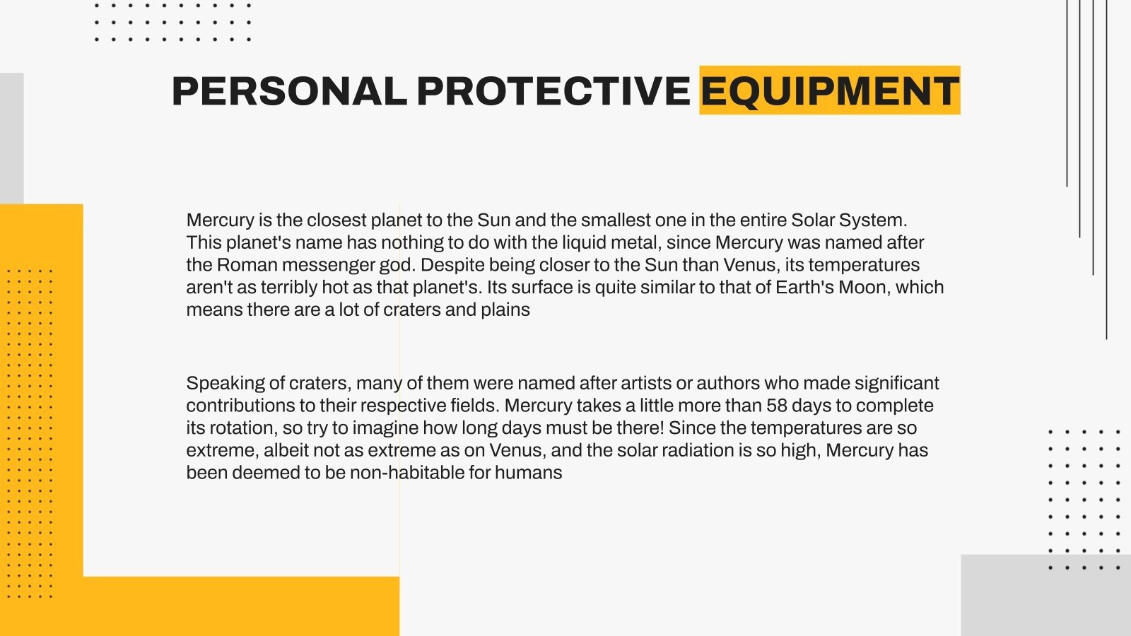 Personal Protective Equipment (PPE) at Work | Google Slides