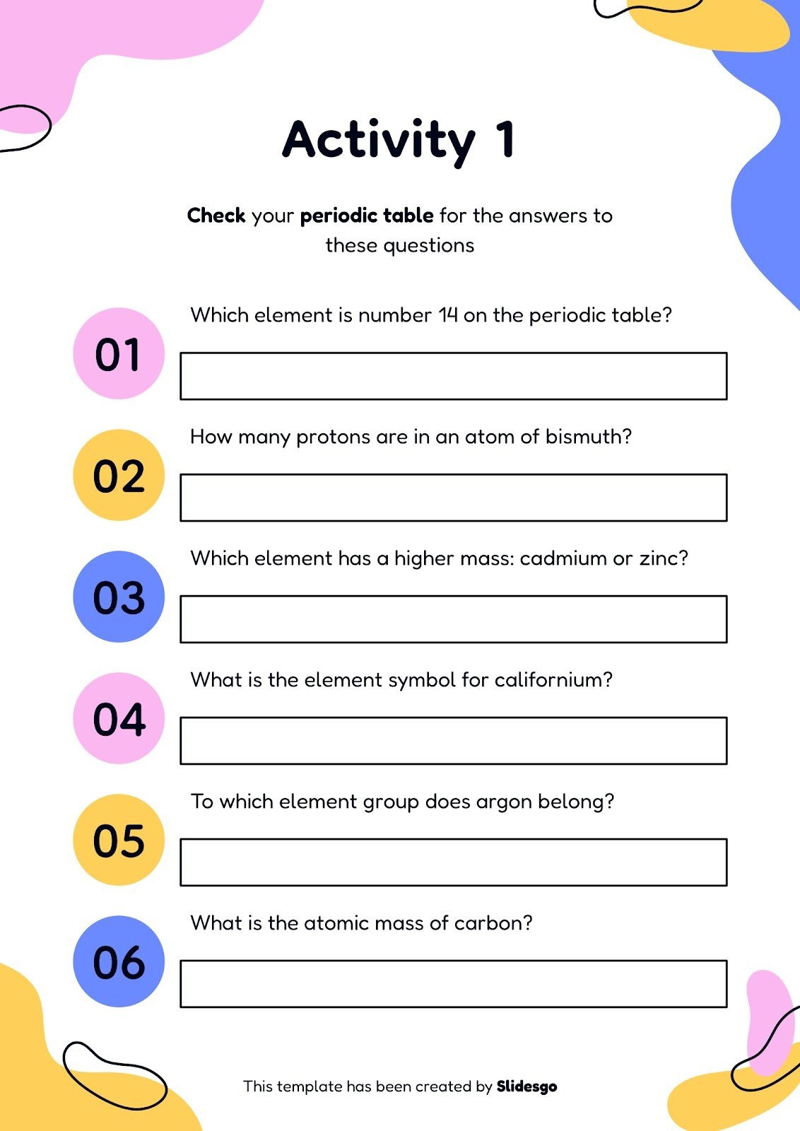 Chemistry Worksheets for Middle School | Google Slides