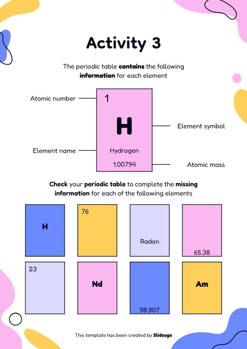 Chemistry Worksheets for Middle School | Google Slides